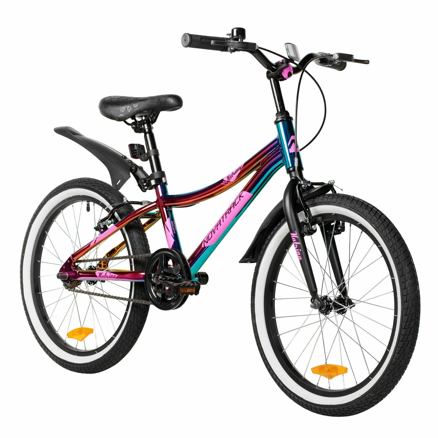Велосипед NOVATRACK 20" KATRINA алюм, фиолет. металлик, тормоз V-brake, короткие крылья