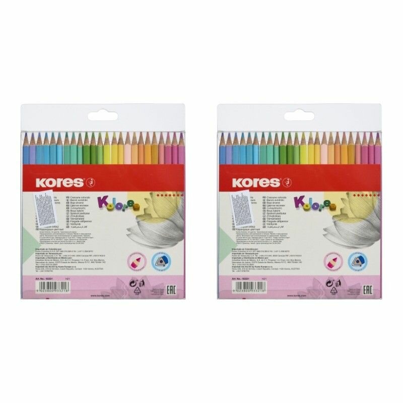 Kores Карандаши цветные, Kolores Pastel, 93321, 24 цвета, 2 шт