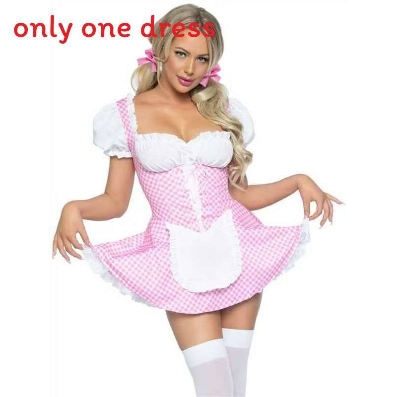 Fresh style cosplay maid costume with polyester for game role play and convention wear, pink-m