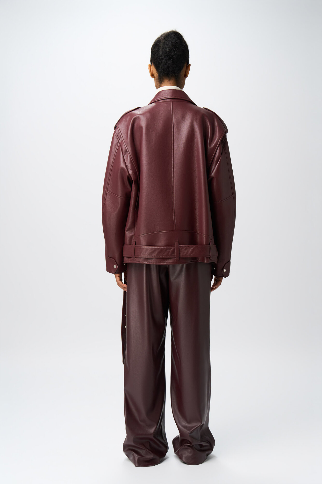 Куртка кожаная FASHION REBELS, размер 50, бордовый — фото 1