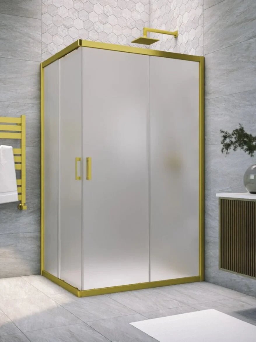 Душевой уголок Vegas Glass ZA-F Novo h2000 100*90 03 10 профиль матовое золото, стекло сатин