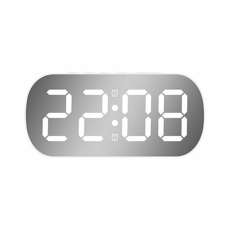 Stylish modern led digital clock with date time and temperature for dorm room brand unknown, white