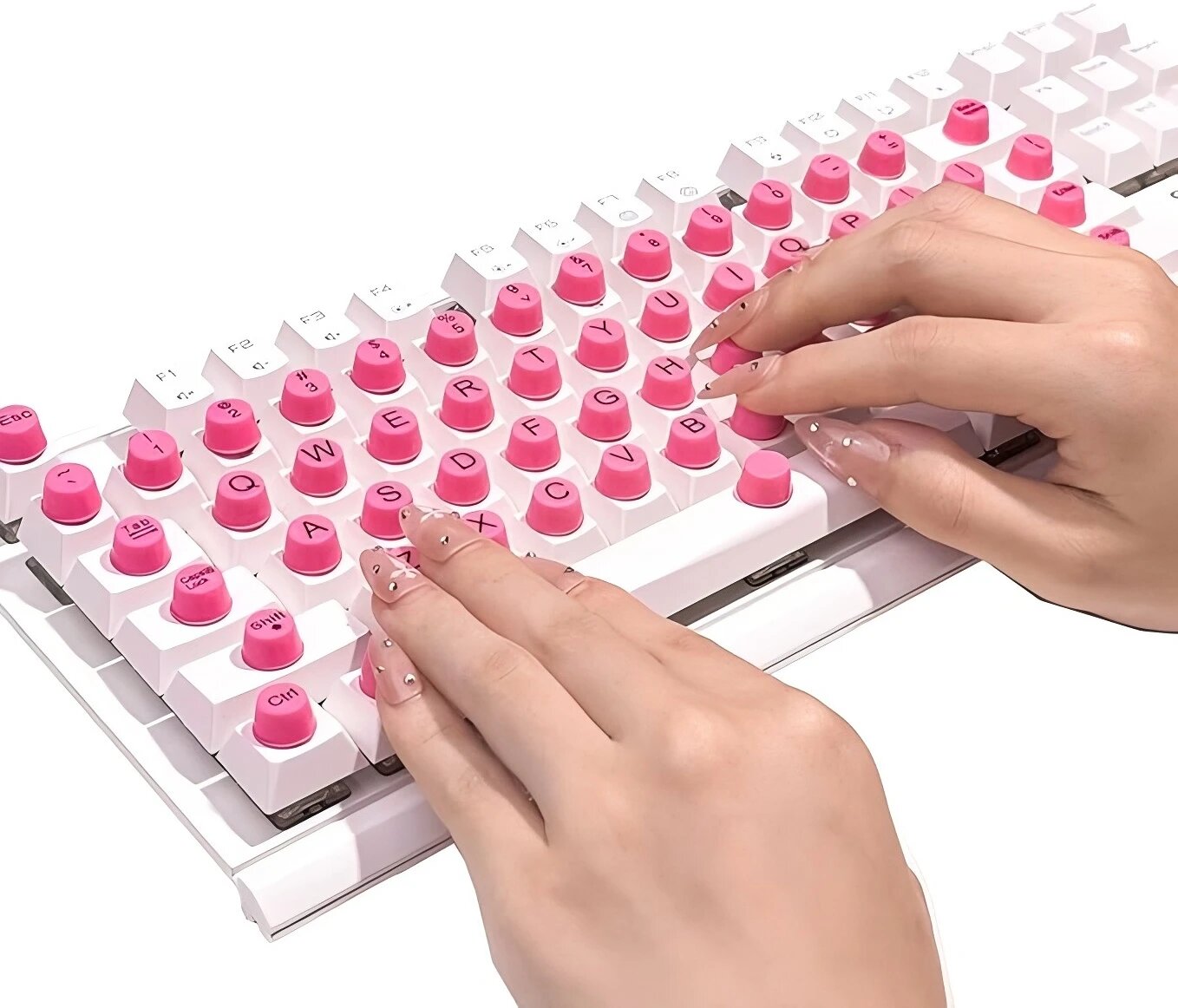 Силиконовые накладки на клавиши для длинных ногтей Pink