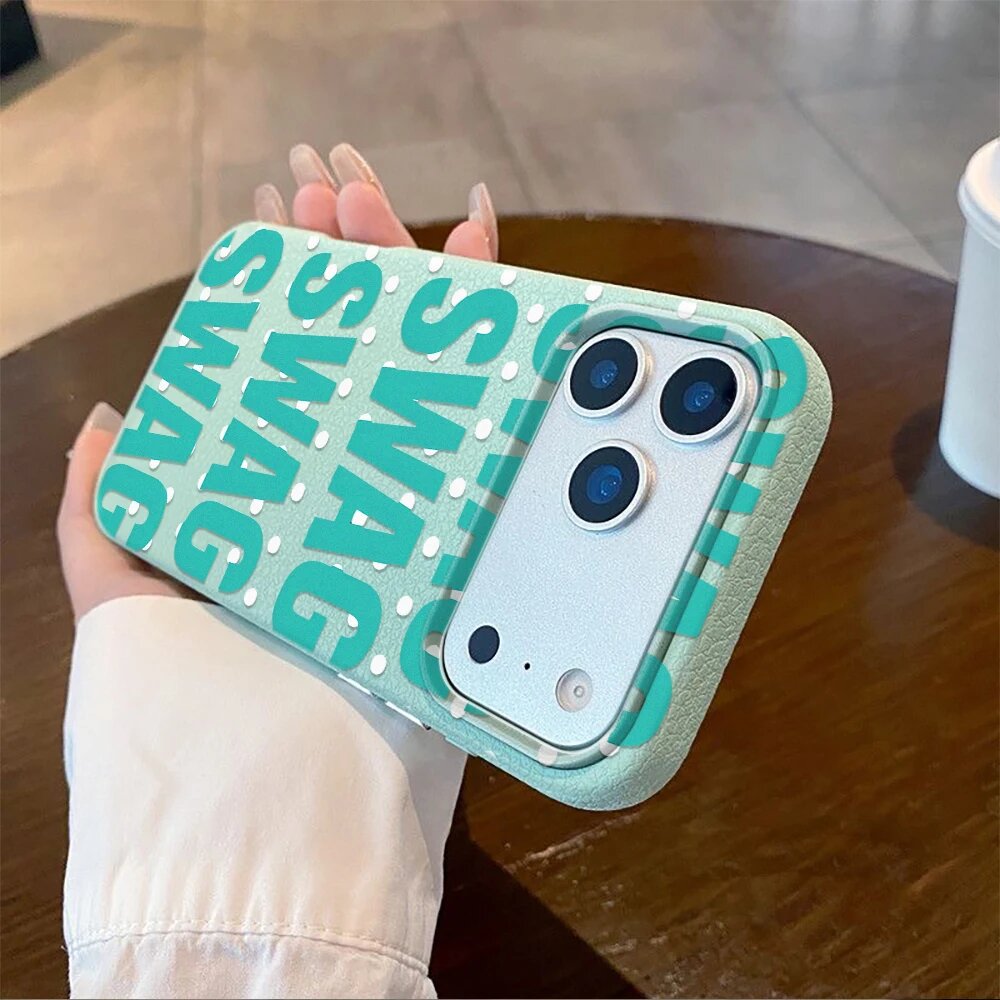 Мятно-бирюзовый чехол для телефона в стиле SWAG с жирным шрифтом для iPhone 17 Pro Max, Айфон 15, 4
