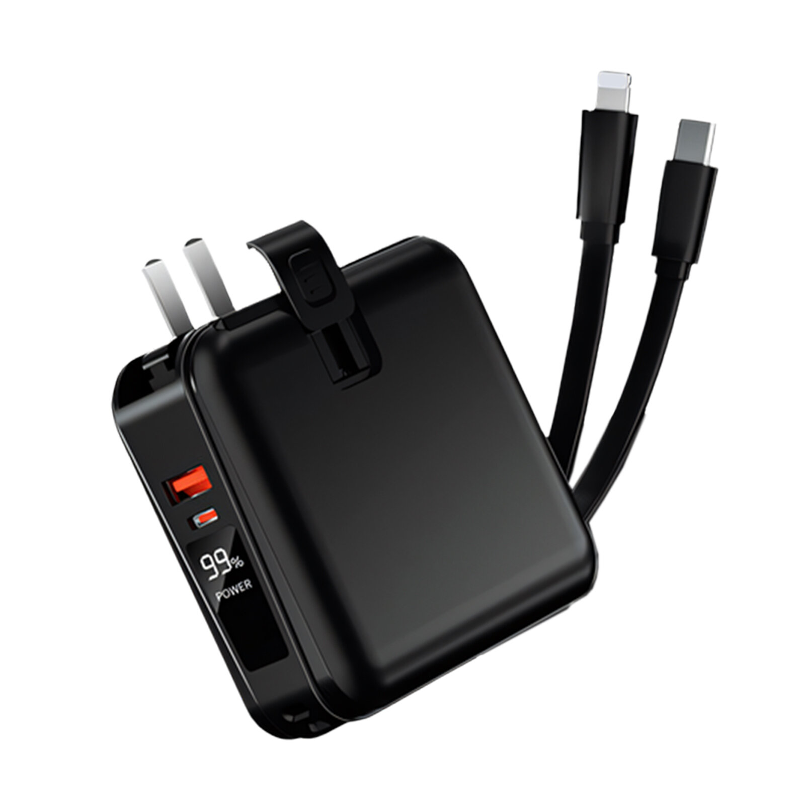 Powerbank 20000mAh с цифровым дисплеем и двойным кабелем