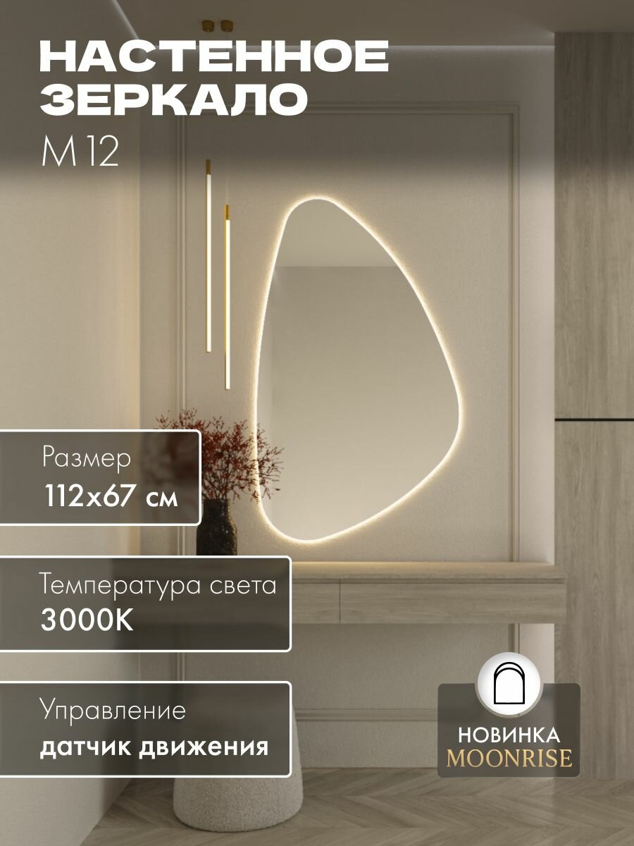 Зеркало настенное 112х67 см. теплый свет 3000К фигурное с подсветкой М12 MOONRISE
