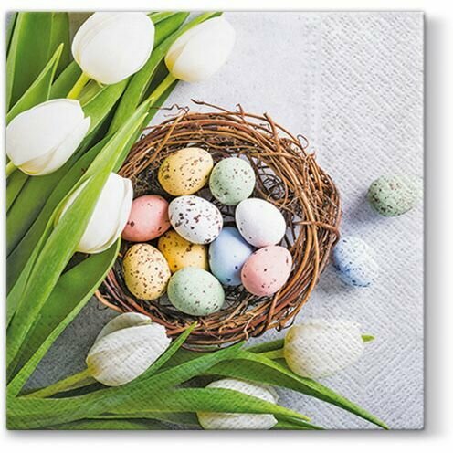 Салфетки PAW Decor Collection "Lunch", Тюльпаны и яйца, трехслойные, для декупажа, 20 шт