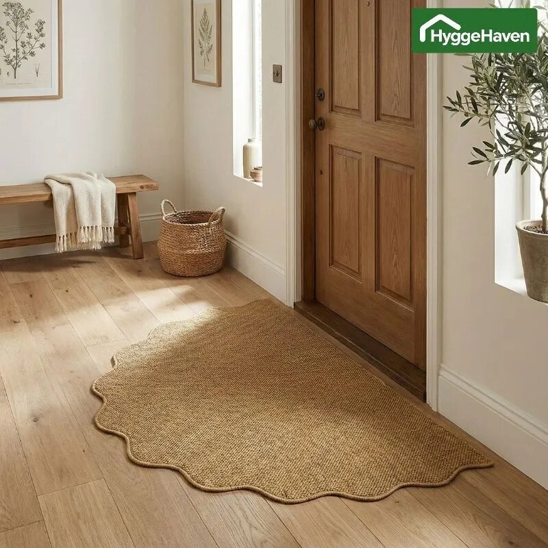 HyggeHaven Коврик придверный имитация льняного плетения 60x90 см