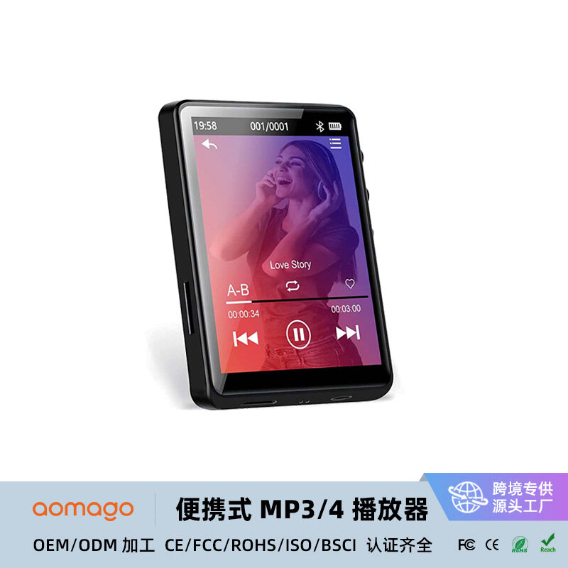 Bluetooth MP3/MP4 проигрыватель с 2,8-дюймовым сенсорным экраном, 64 ГБ памяти, черный цвет - компактное устройство для