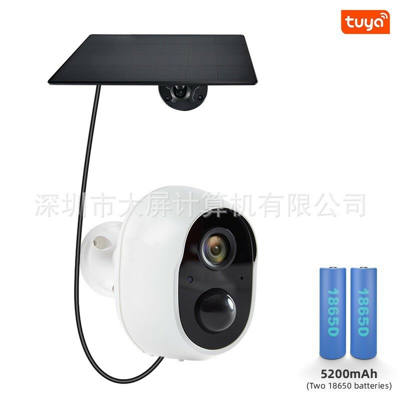 Солнечная камера безопасности Tuya 3MP с WiFi, 5200 мАч батареей и ночным видением для домашней системы