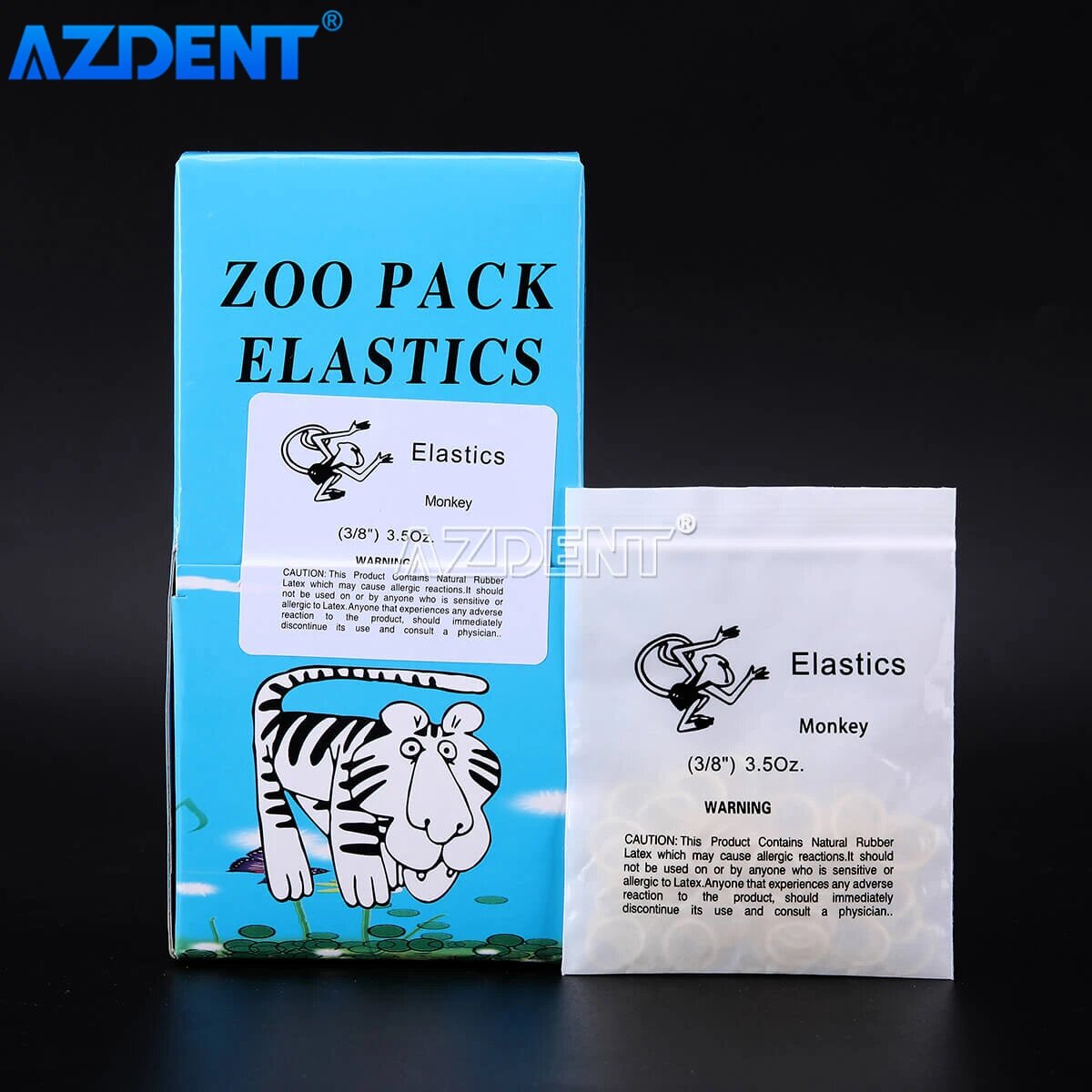 AZDENT Ортодонтические резинки Zoo Pack, 3.5OZ Monkey