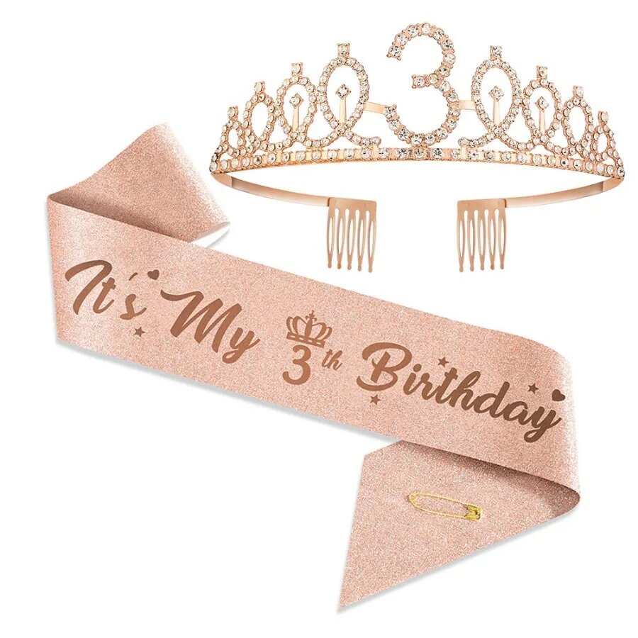 Тиара-корона для дня рождения для девочек 3-9 лет LK-rose gold-3