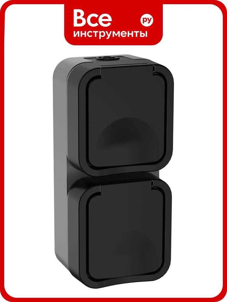 Розетка IEK Tors 2-ая с з/к кр. вертикальная 16а ip55 ts132 графит TS-R26-16-55-V-K53