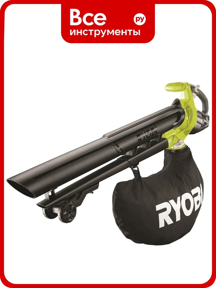 Бесщеточная воздуходувка Ryobi ONE+ OBV18, аккумуляторный, полимерная крыльчатка, мусоросборник для уборки территорий