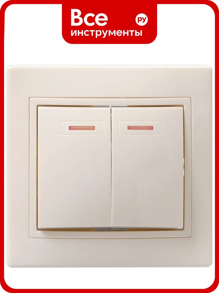 Выключатель GENERICA кварта 2кл в сборе скр, крем с индик EVK21-K33-10-DM