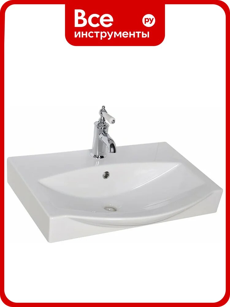 Раковина-столешница Sanovit PLAZMA 5065-KL, керамика, белая, прямоугольная, 65 см