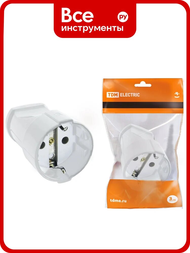 Кабельная розетка TDM ELECTRIC 2П З 16А, 250B, белая SQ1806-0131