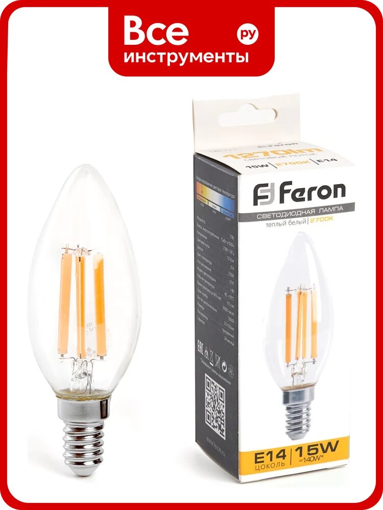 Светодиодная лампа FERON LB-717 Свеча E14 15W 2700K 38256