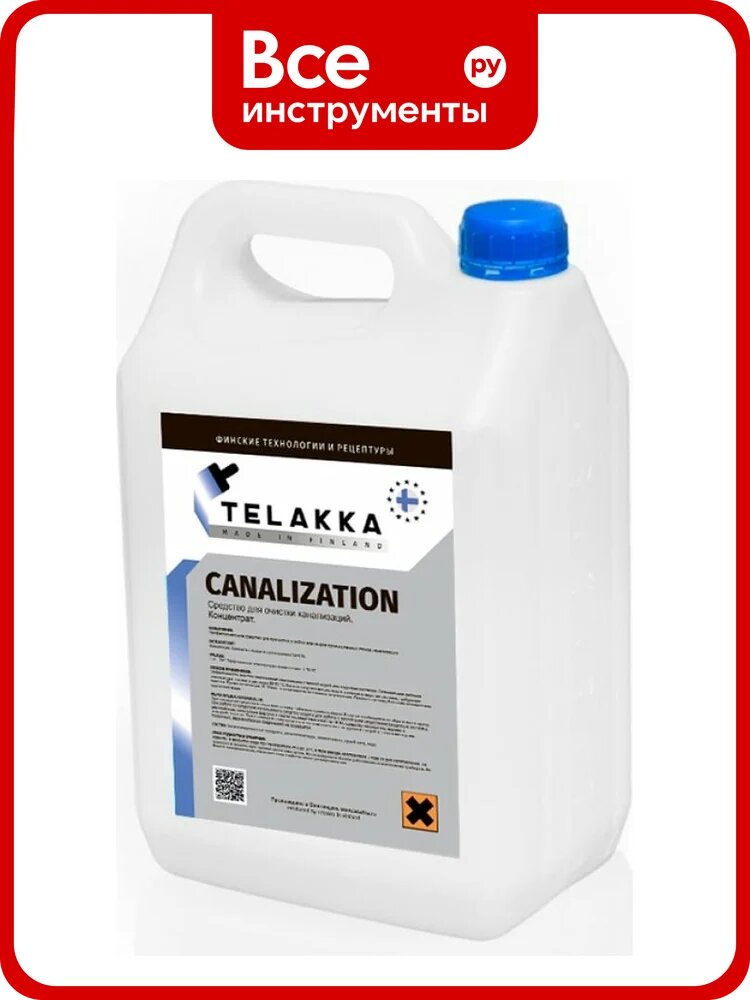 Средство для прочистки стоков, канализации Telakka CANALIZATION 10л 4631160697432 жидкая формула с высоким
