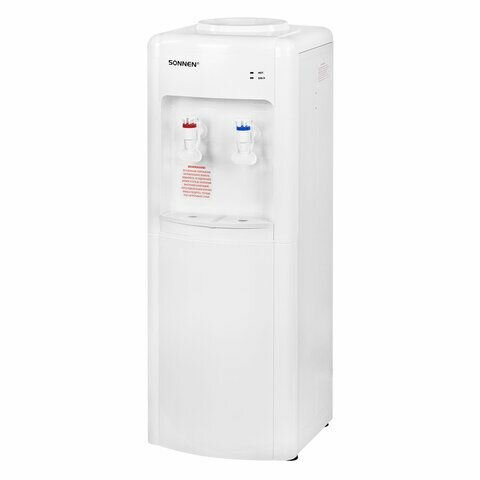 Кулер для воды SONNEN FSE-02W, напольный, нагрев охлаждение электронное, 2 крана, белый, 456172