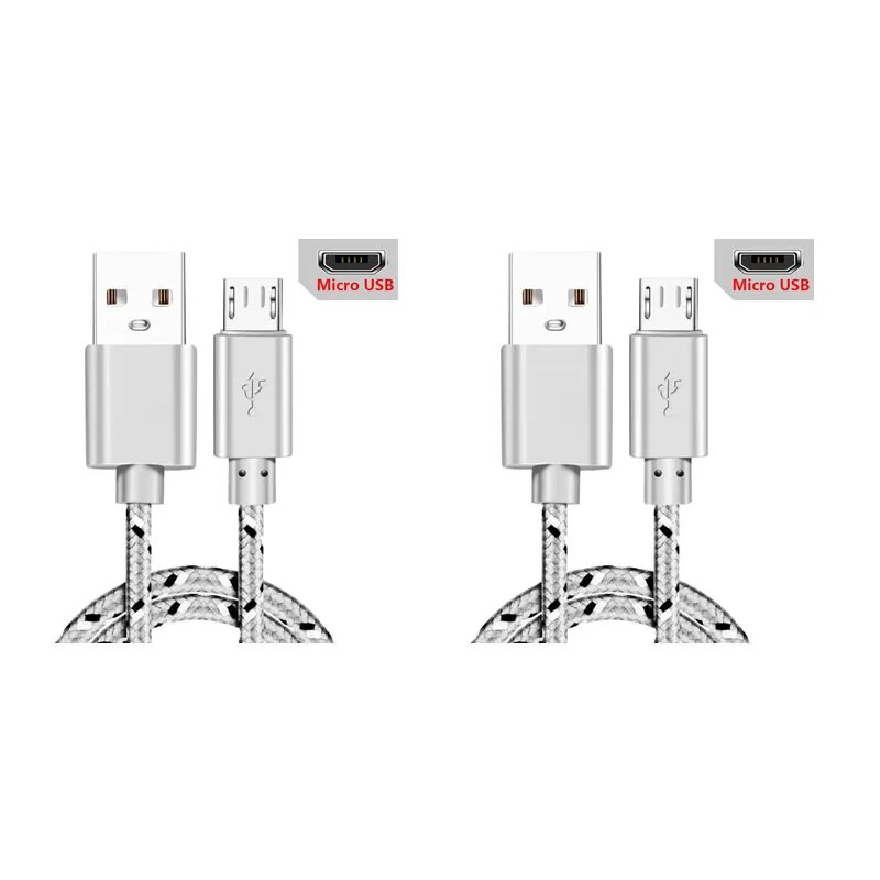 Нейлоновый Плетеный Кабель Micro USB (1/2 Шт.) Для Синхронизации Белый, 1m, 2pcs White For Micro