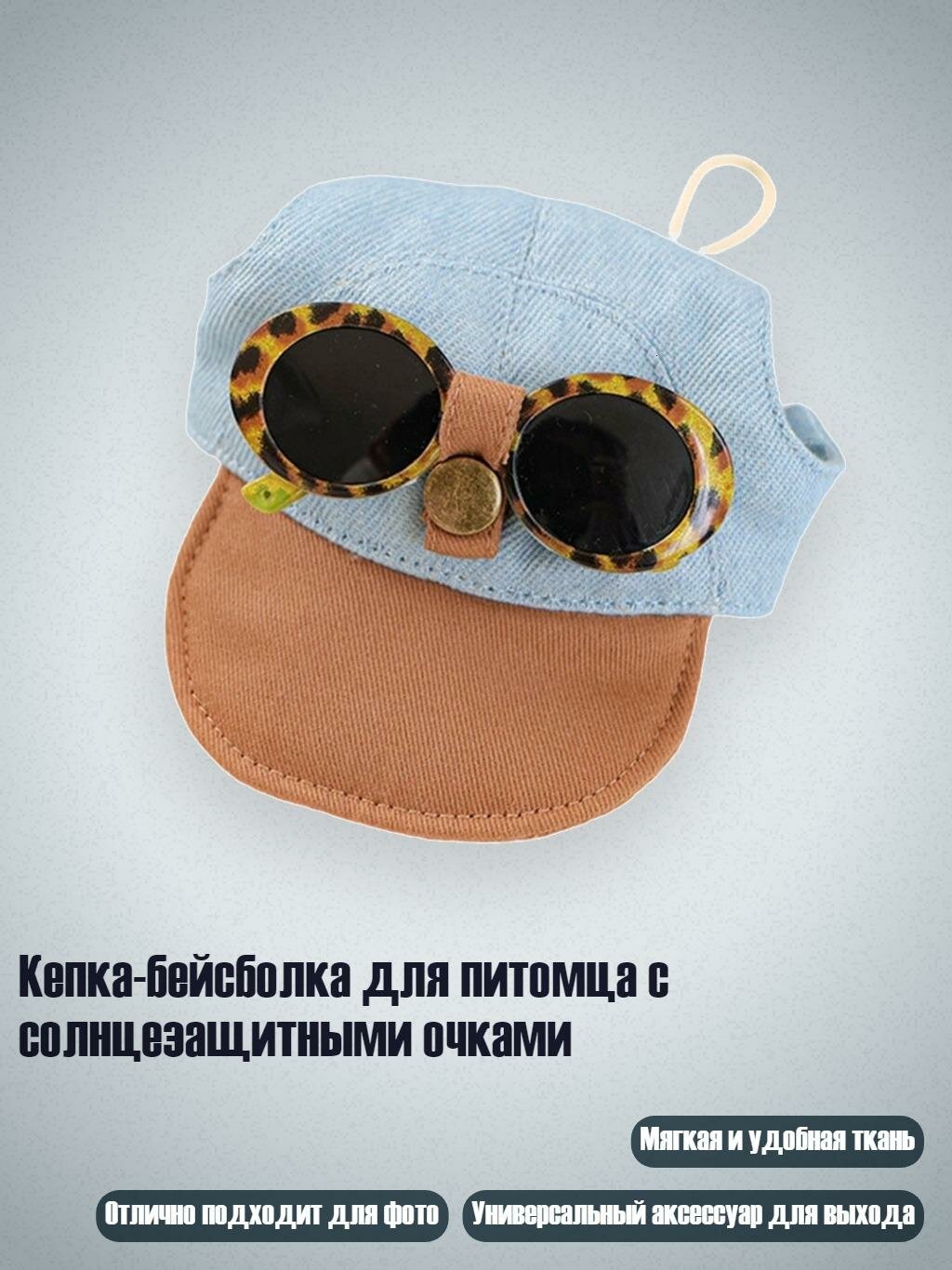 Кепка-бейсболка для питомца с солнцезащитными очками, S - 1