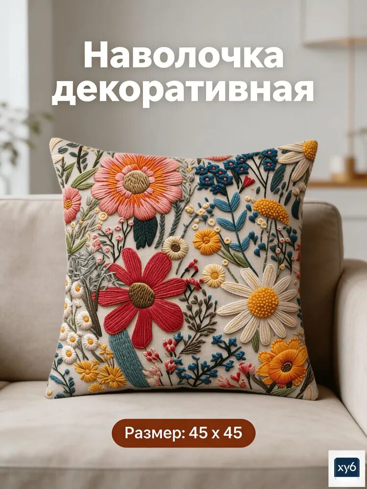 Наволочка декоративная 45x45 см 1 шт красный