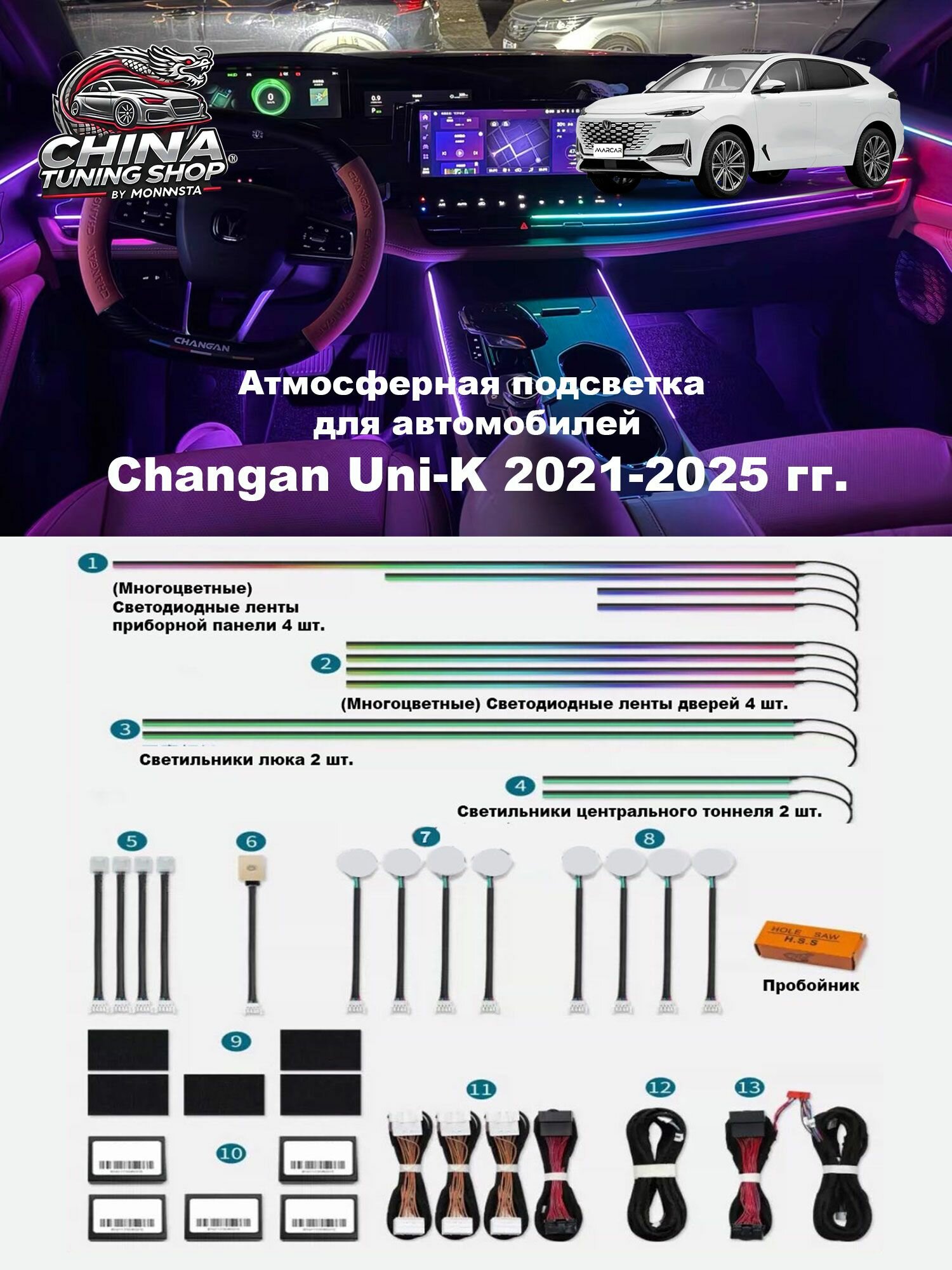 Контурная подсветка для Changan Uni-K