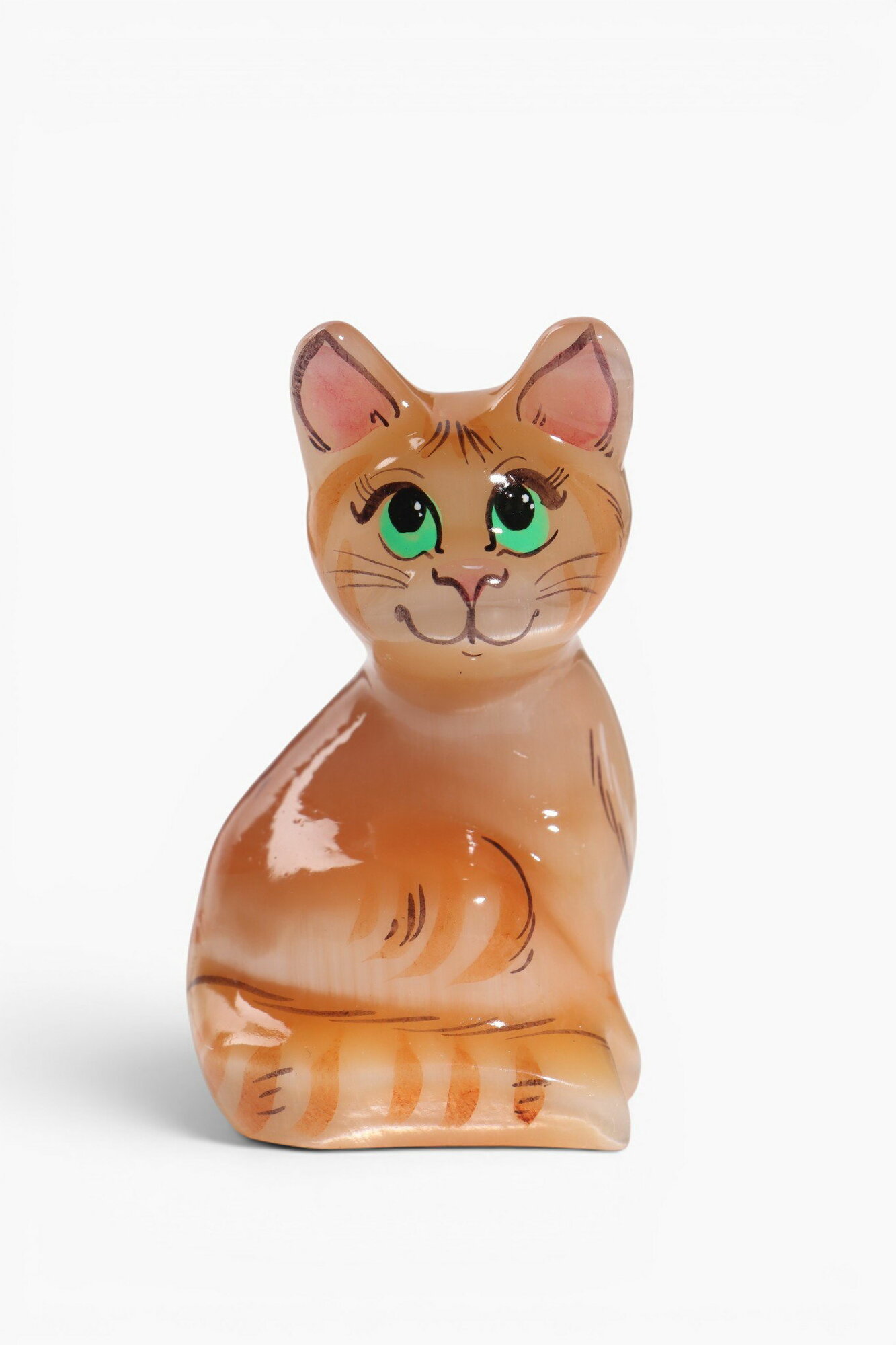 Фигурка "Котик ", 6.5x3.5 см, селенит, цвет: бежевый, форма фигуры: кошка, кот
