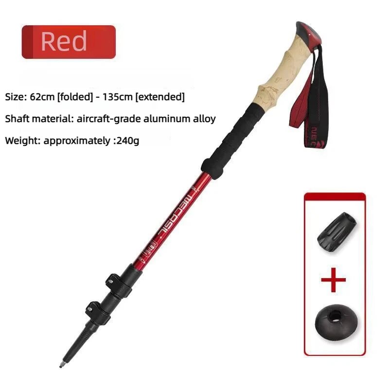 Алюминиевые телескопические треккинговые палки 135см Red