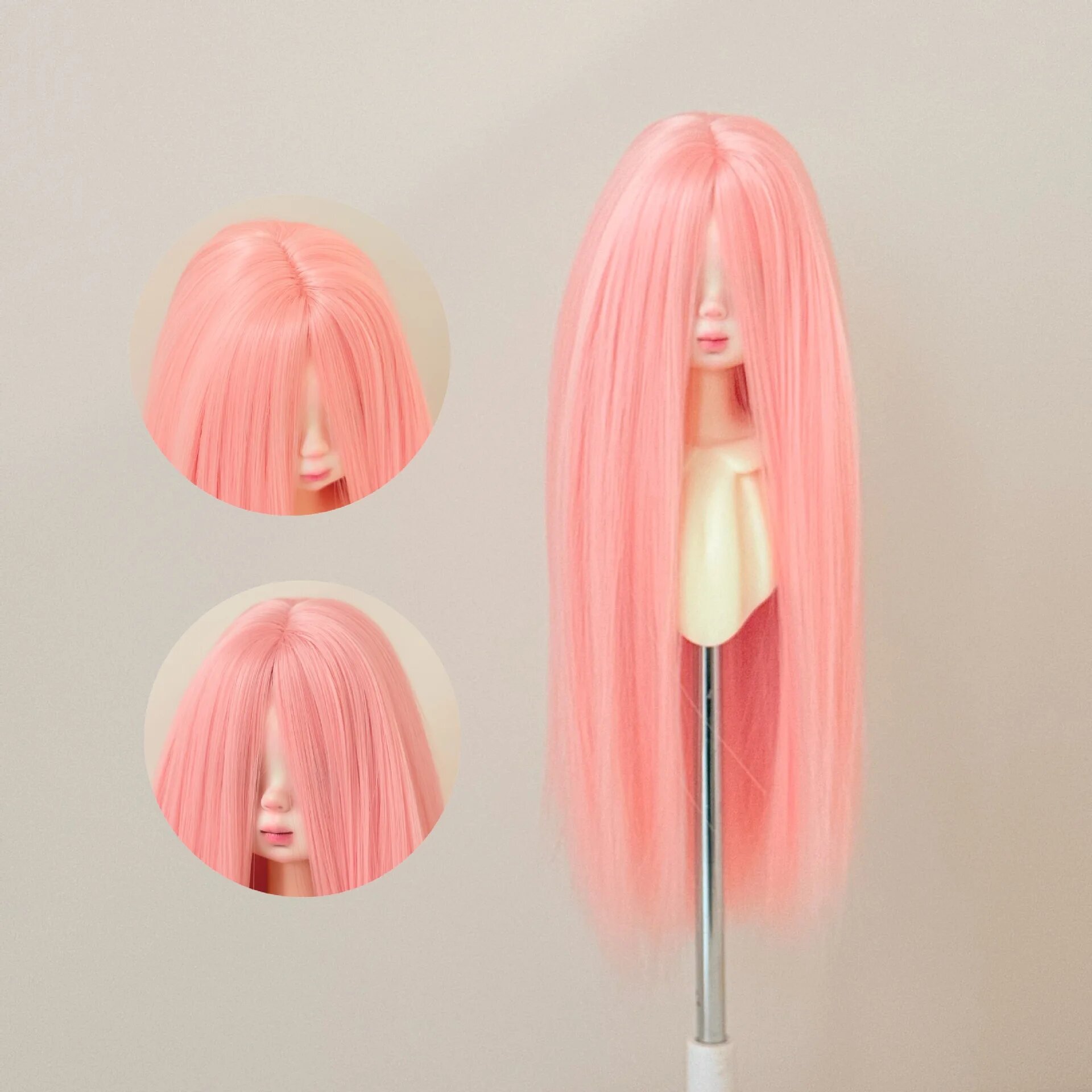 Парик для кукол BJD, длинные прямые волосы из термостойкого Розовый, doll wig, for 1 6 bjd doll