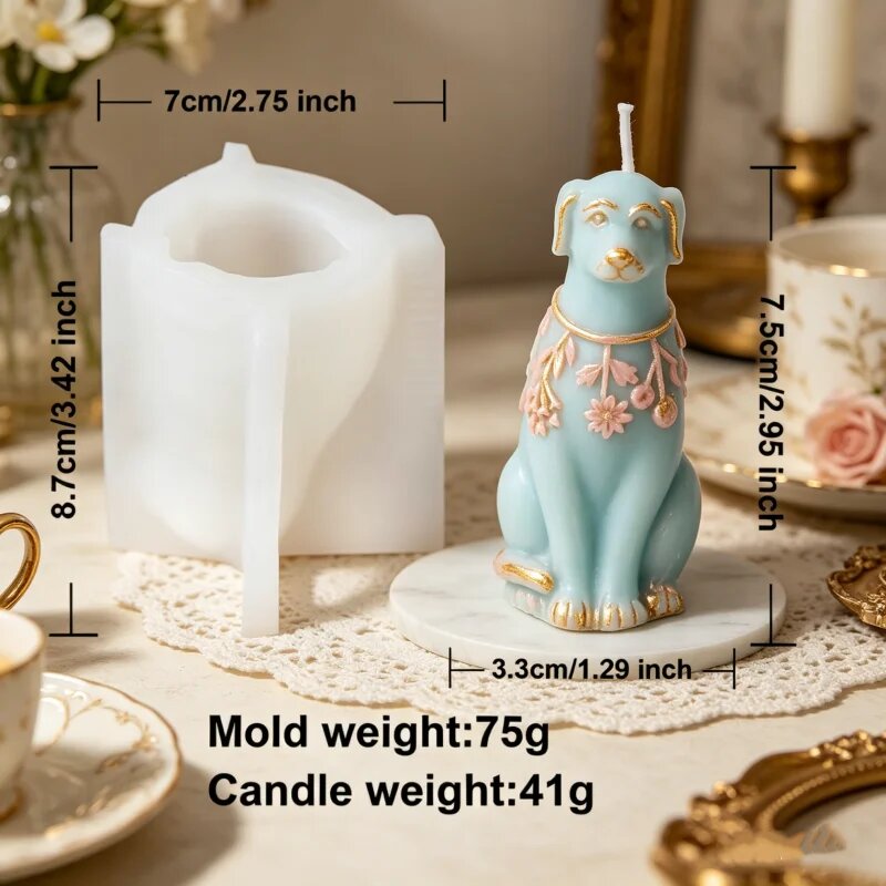 Силиконовые формы для свечей животные 3D набор 4 шт dog mold