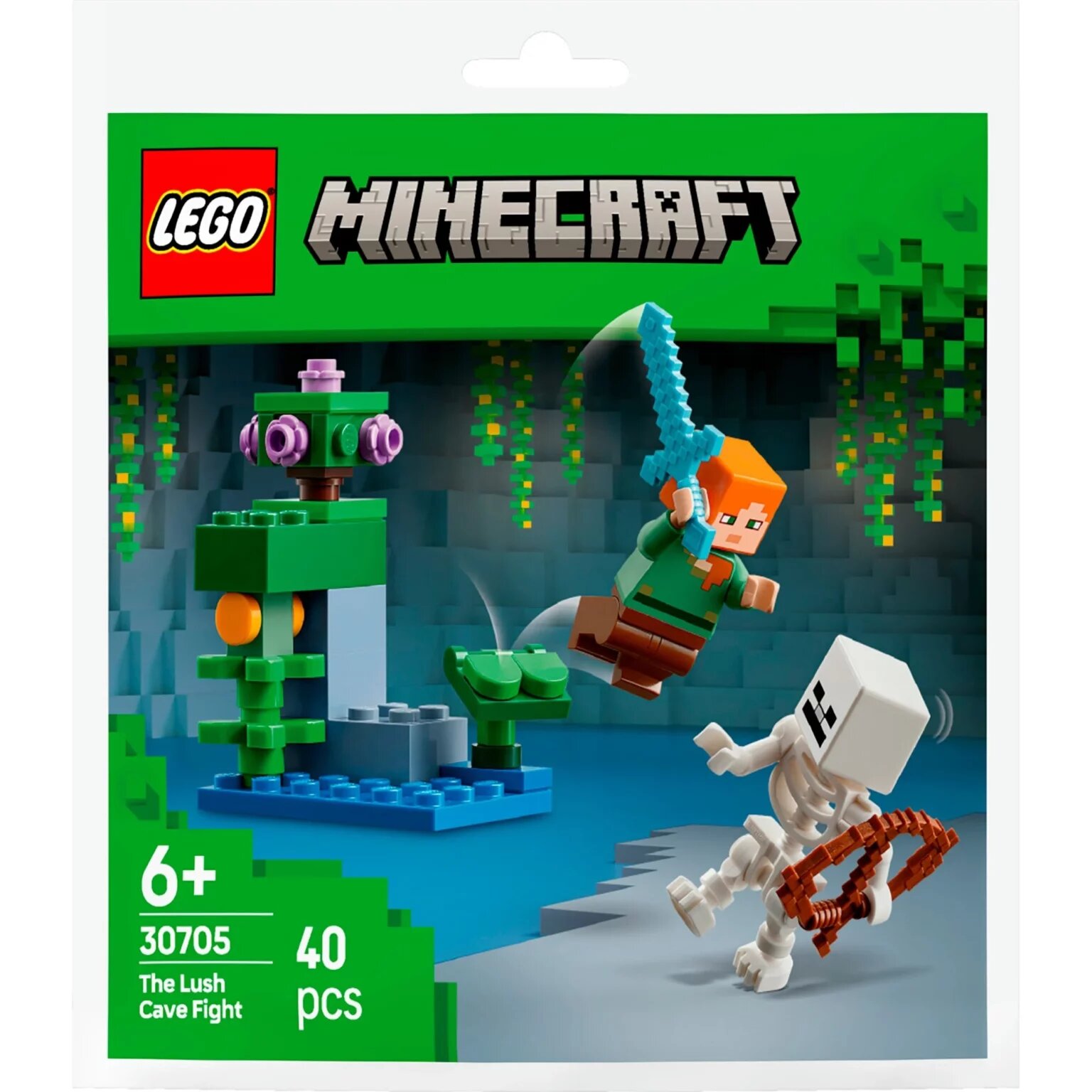 Конструктор LEGO Minecraft 30705 The Lush Cave Fight (Бой в пышной пещере), 40 деталей, от 6 лет
