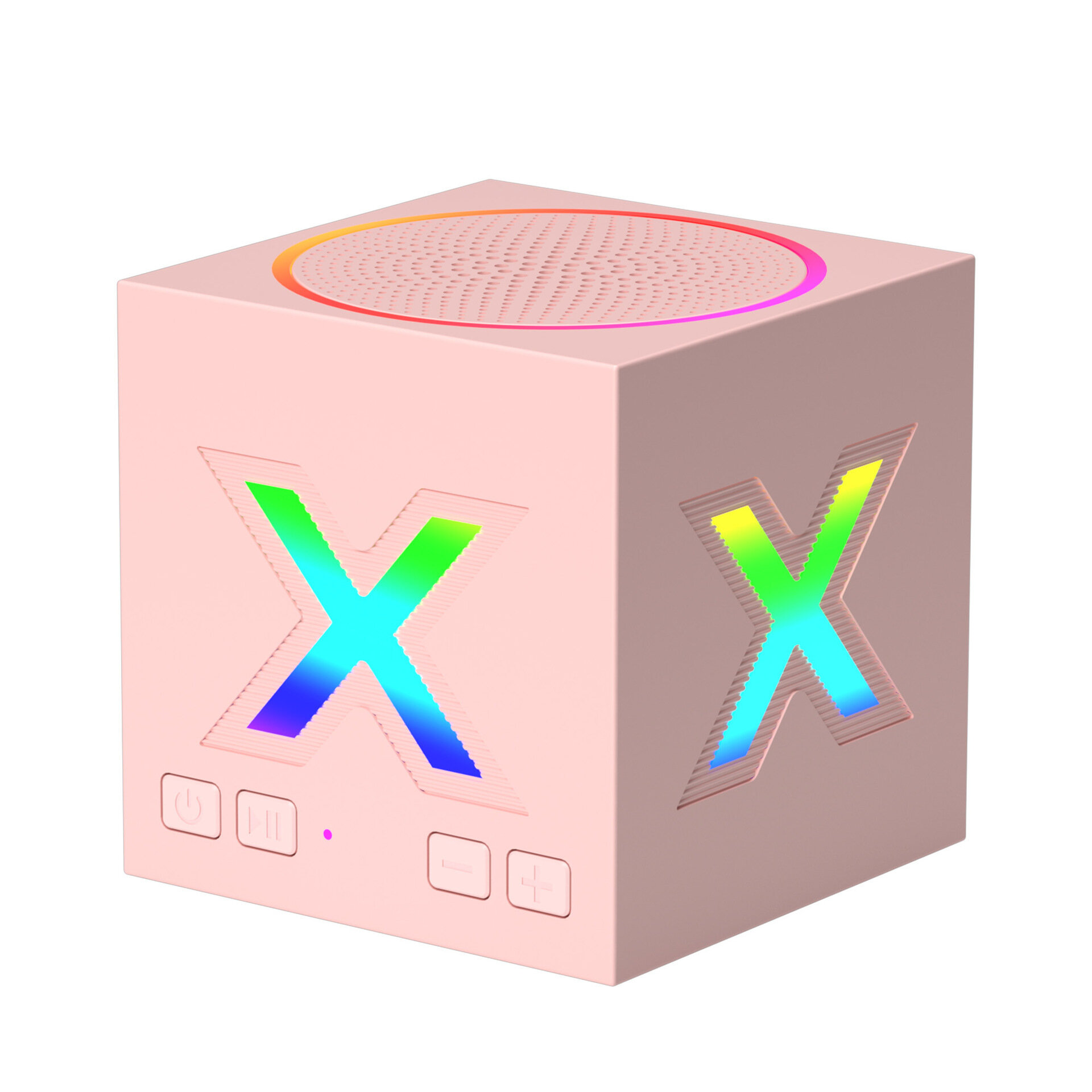RGB-колонка с бас-усилителем, компактный настольный беспроводной мини-динамик для дома и офиса, розовый