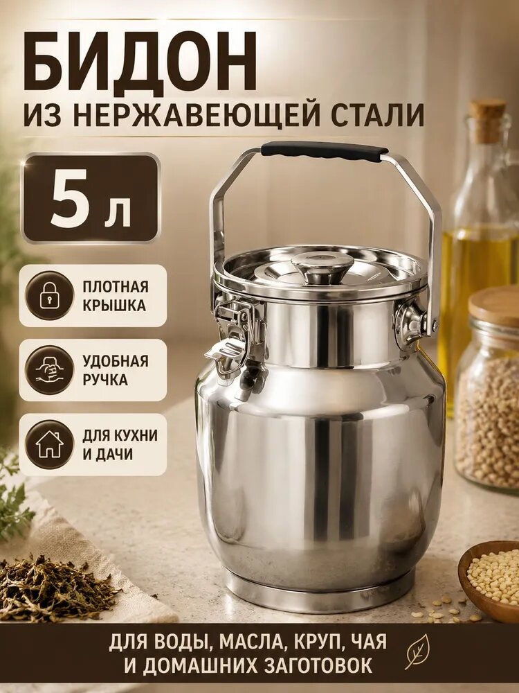 Канистра универсальная, Нержавеющая сталь,5л