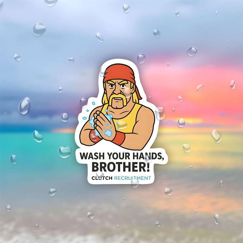 Наклейка-напоминание о гигиене с забавной надписью "Wash Your Hands, Brother!" – водонепроницаемая виниловая наклейка для авто, телефона, ноутбука, холодильника – легко клеится и снимается, 1 шт.