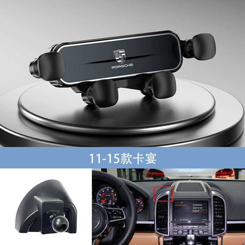 Черный автомобильный держатель для смартфона Porsche Cayenne 2011-2015 (вентиляционная решетка)