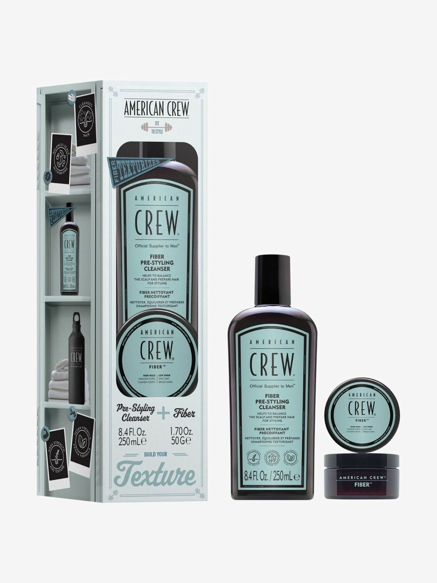 American Crew Pre-Styling Fiber Shampoo 250ml + Fiber gel 10g Набор шампунь + Гель для укладки волос