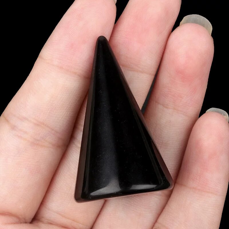 Естественный черный оникс каменный конусный держатель для колец, 2,5x4 см, для ювелирных изделий