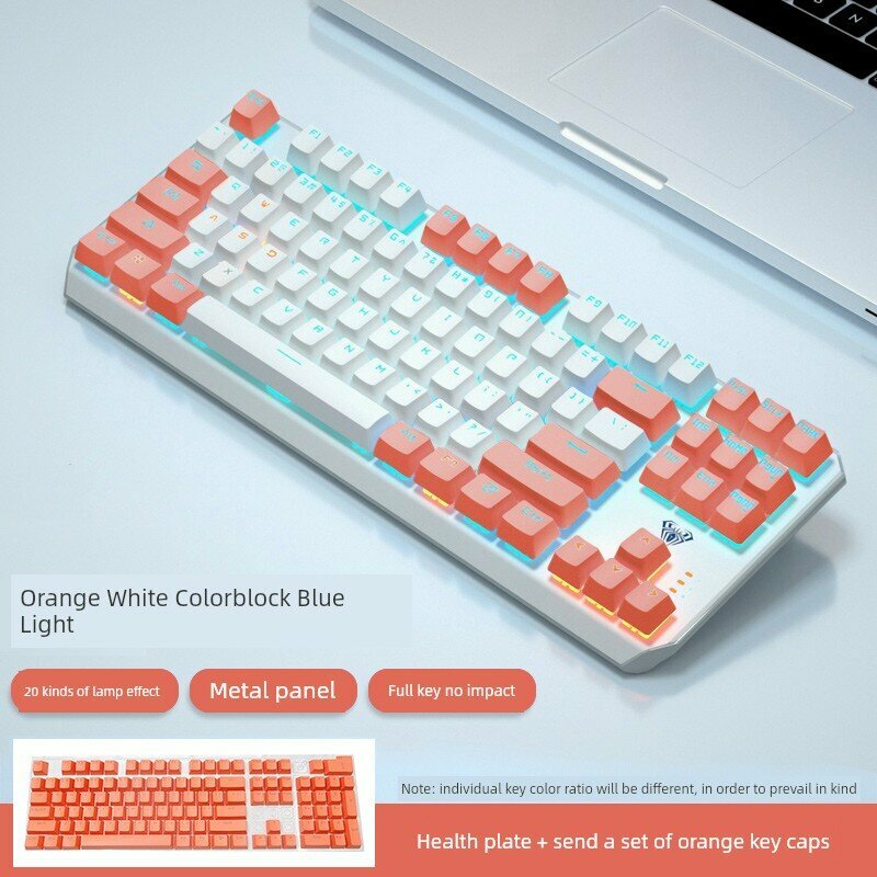 WolfSpider F3087 Проводная игровая механическая клавиатура с красными переключателями, оранжево-белым цветовым
