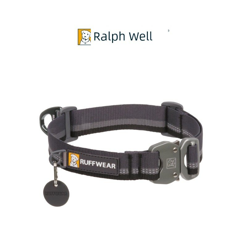 Ruffwear ошейник для средних и крупных собак цвет обсидиановый серый размер S подходит на шею 28-36 см натуральная кожа