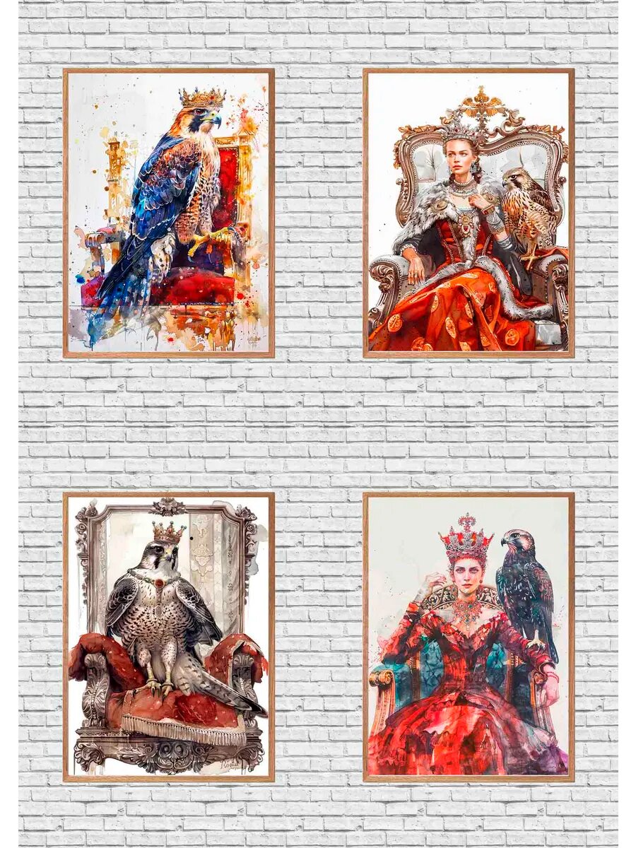 Сокол-птица, королева Англии, 4 Плаката, 30x21см