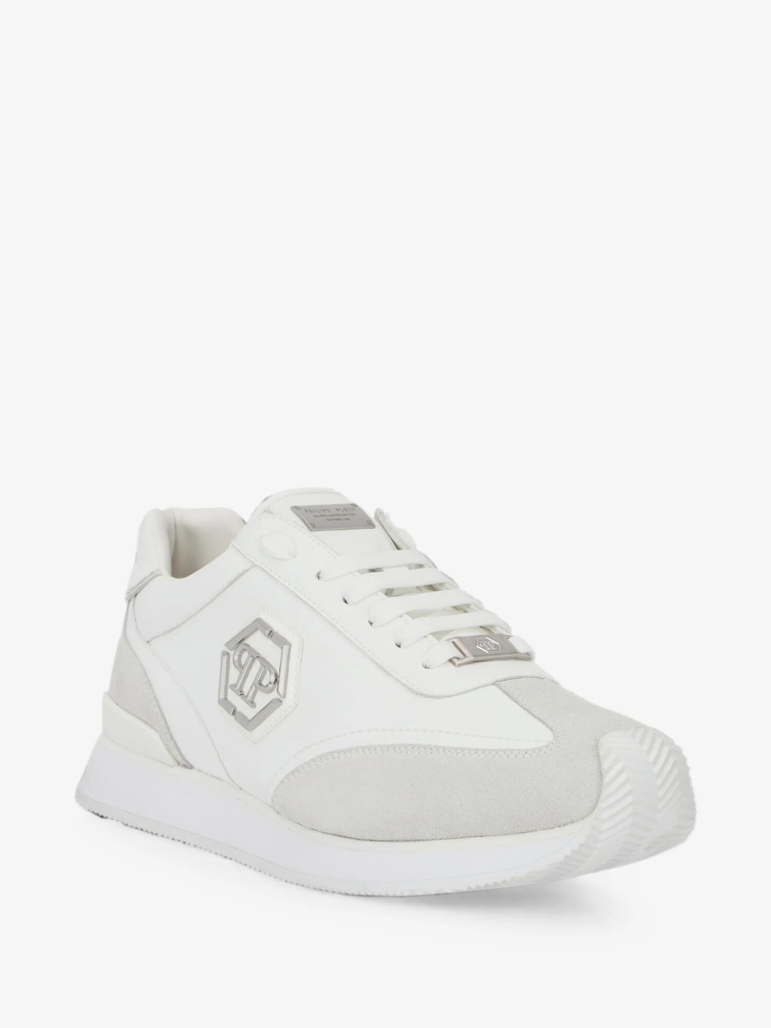 Кроссовки PHILIPP PLEIN Runner Hexagon Patch, размер 47, бежевый/белый — фото 1