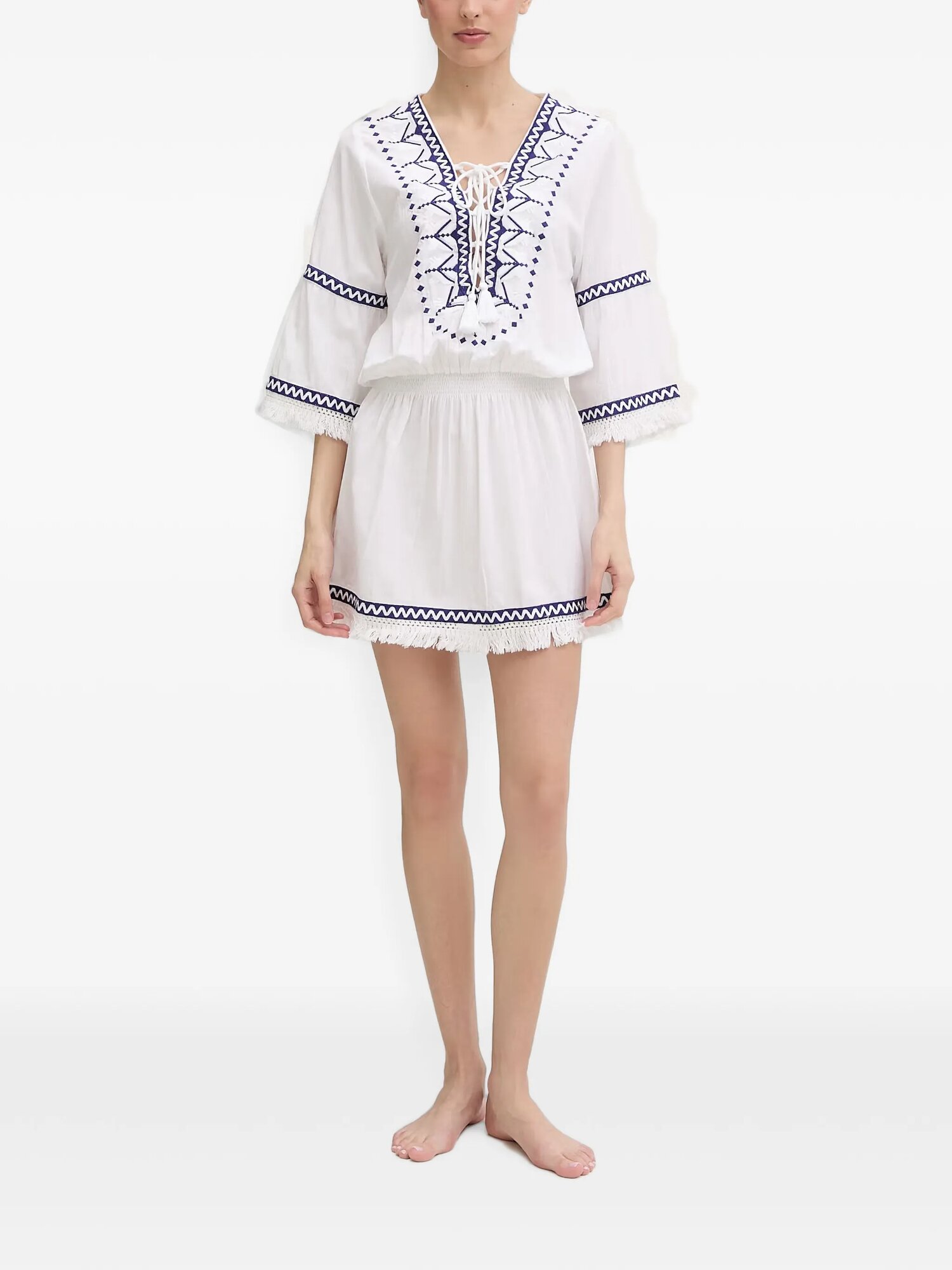 Платье Melissa Odabash Martina embroidered tassel-detail mini dress