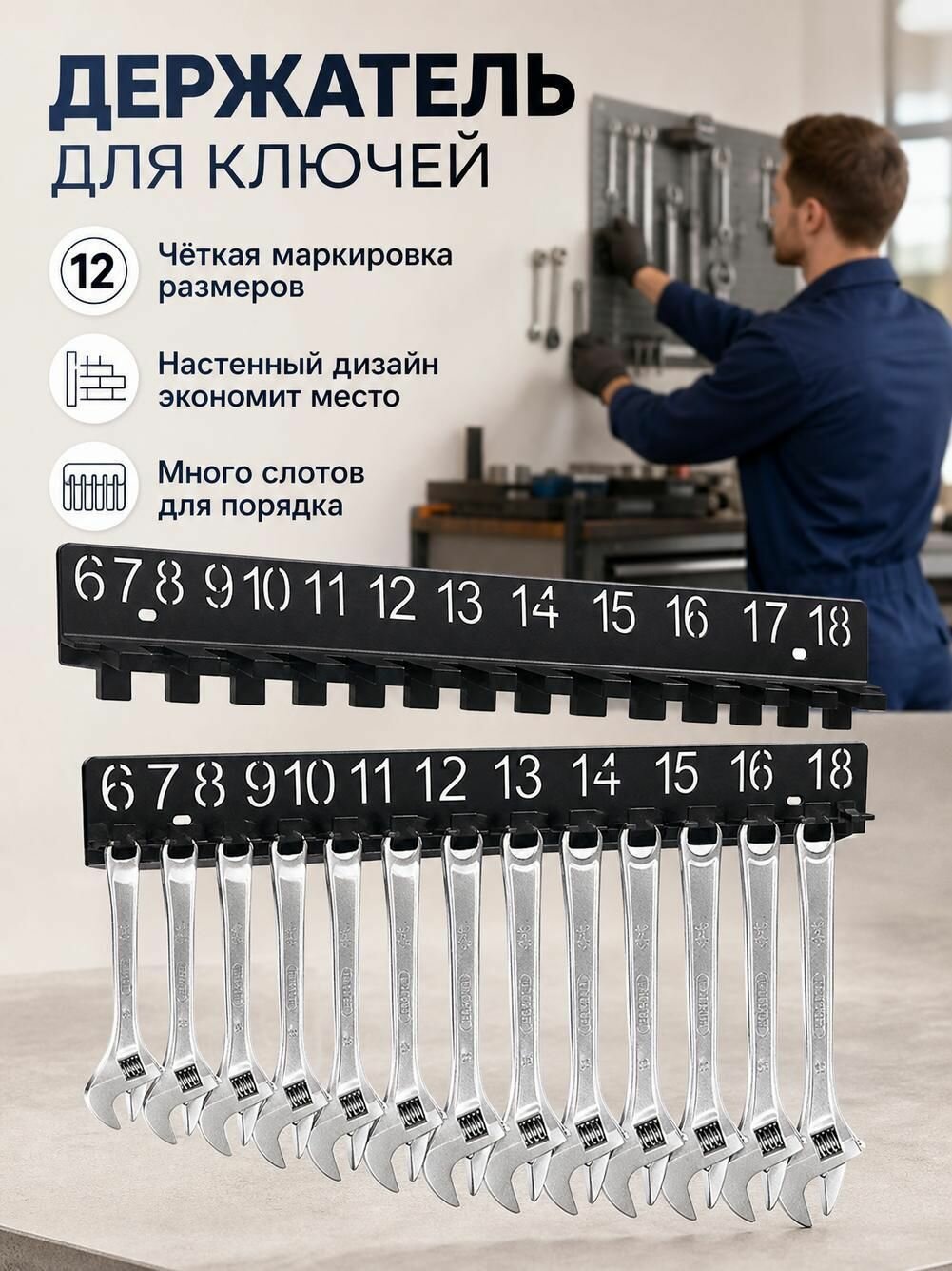 Настенный держатель для гаечных ключей