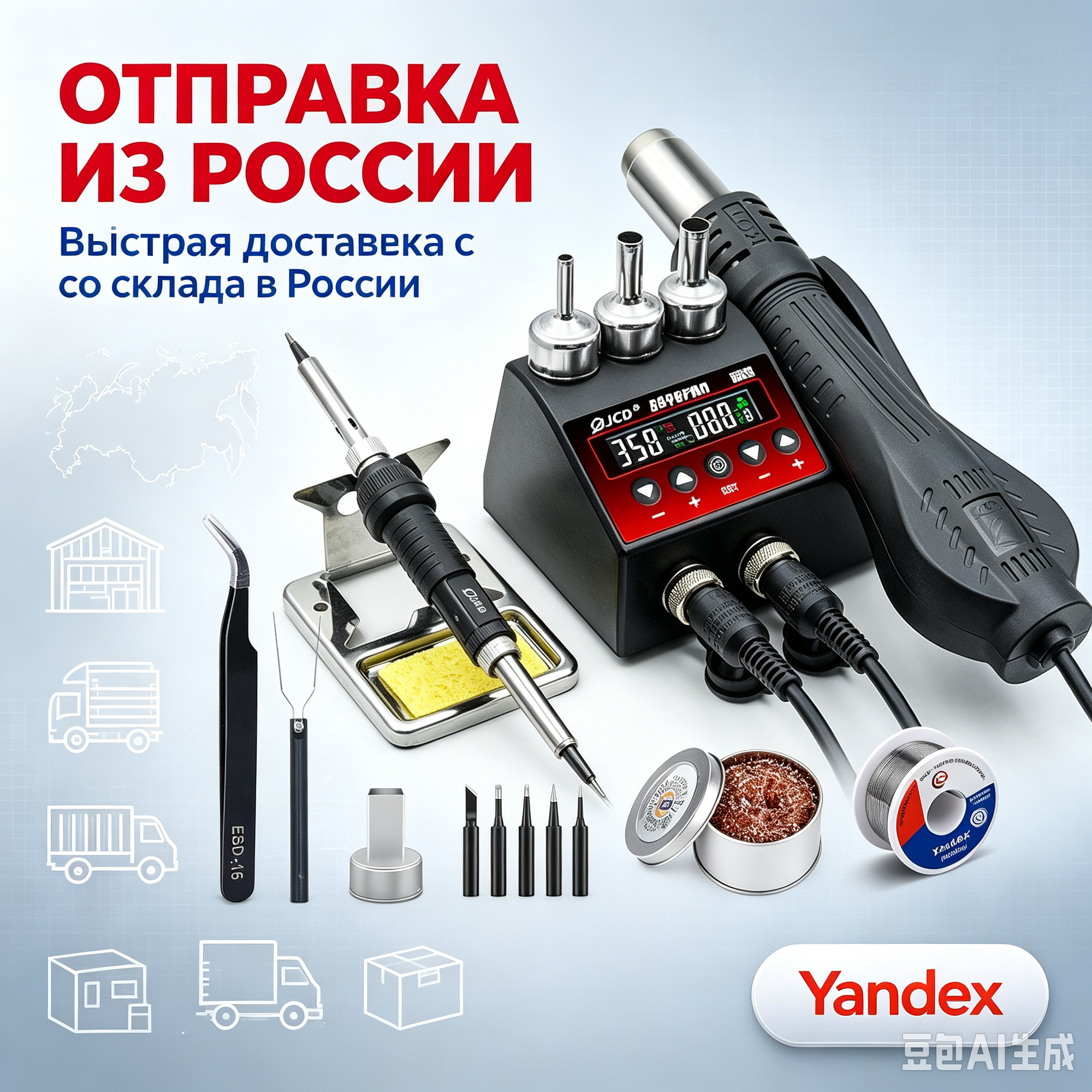 Универсальная паяльная станция JCD 8898PRO фен горячего воздуха и паяльник, работа от сети 100-240В любые страны