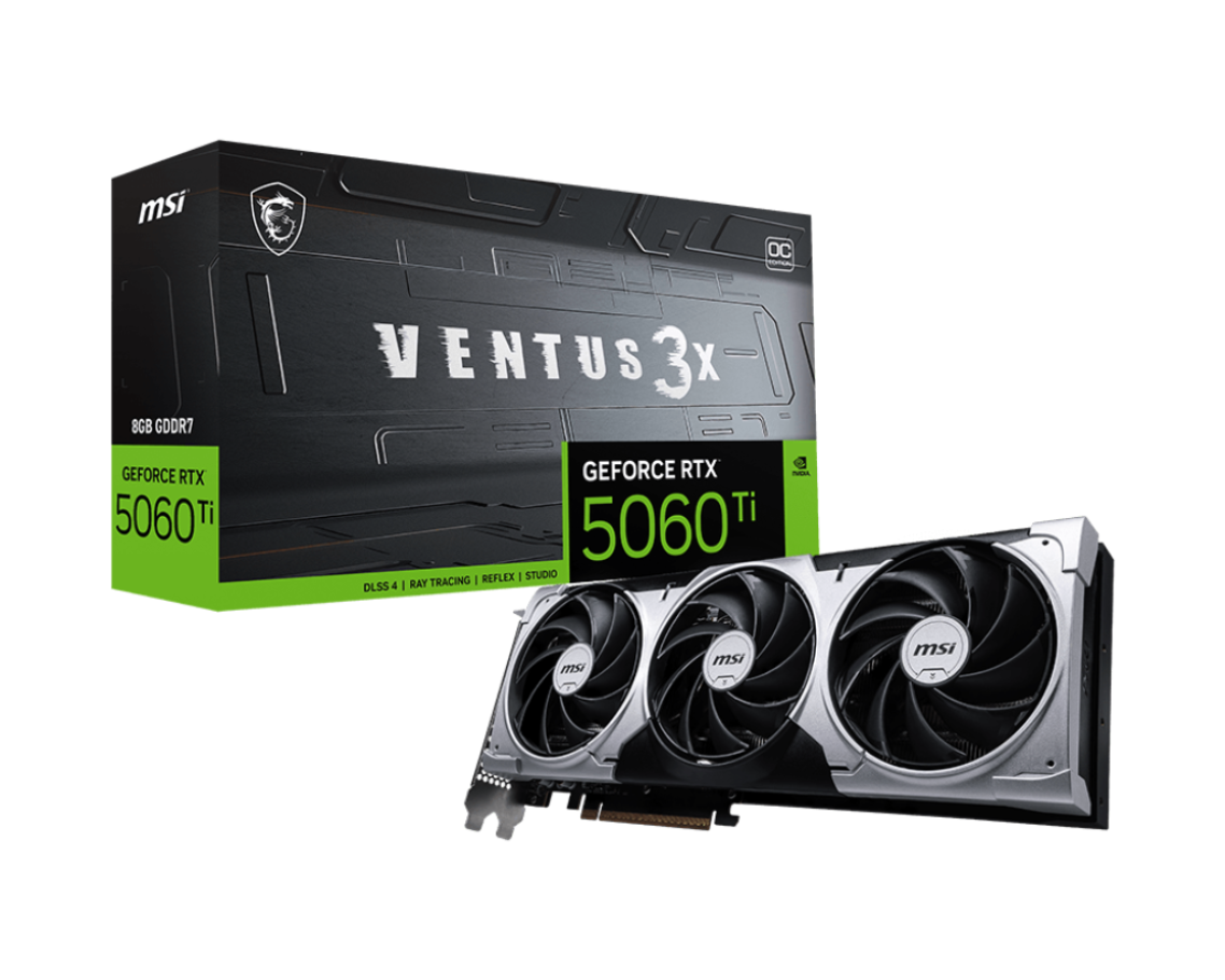 Видеокарта MSI GeForce RTX 5060 Ti VENTUS 3X OC (RTX 5060 Ti 8G VENTUS 3X OC), Retail