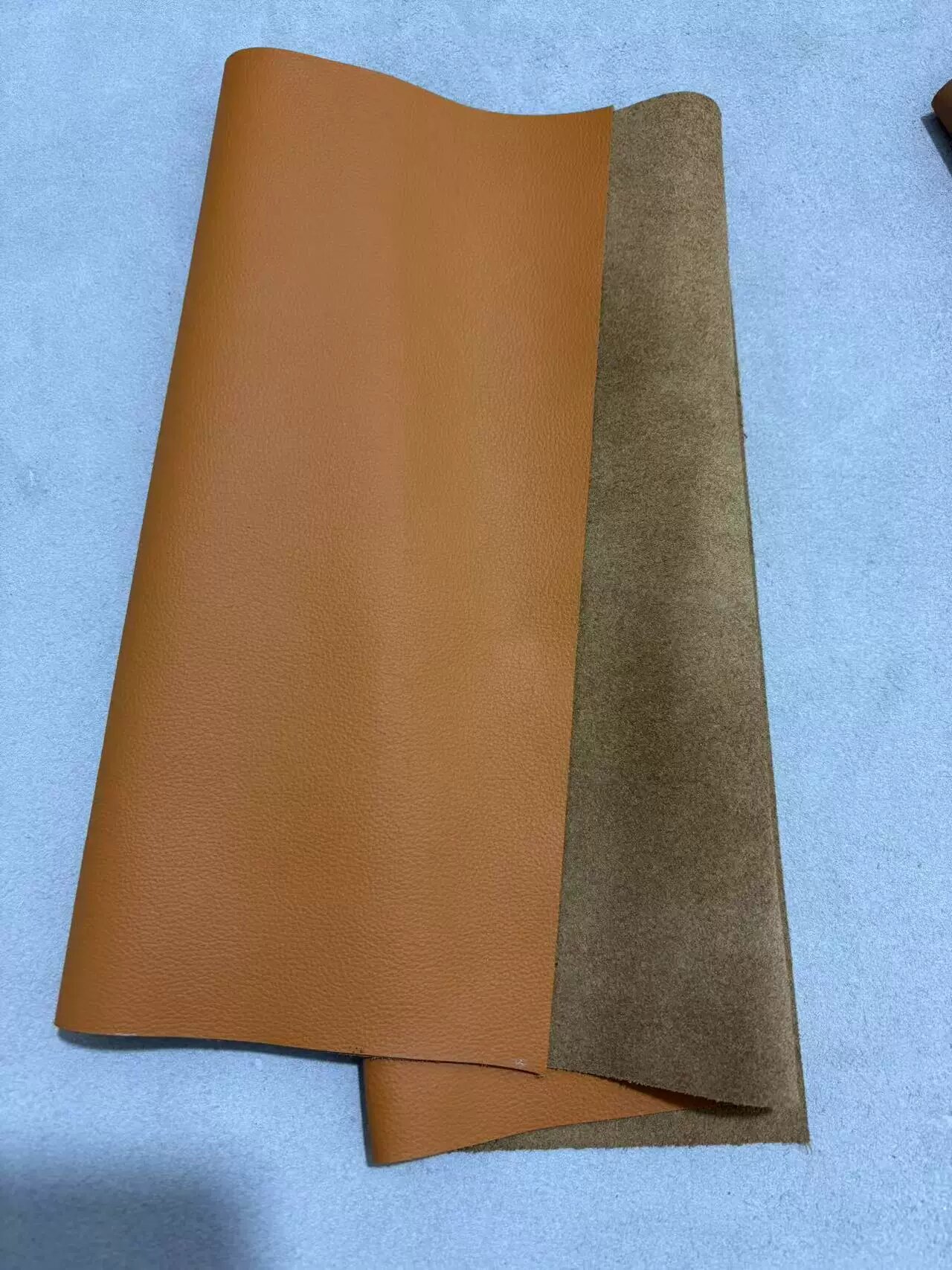 Кожа верхнего слоя с текстурой личи, оранжевый оттенок, 10x20 см, 3 шт. для обивки