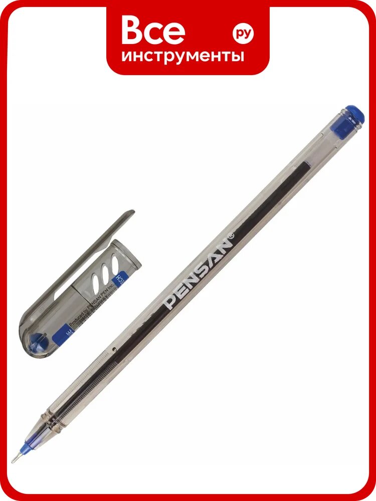 Ручка шариковая Pensan My-Tech синяя, сменный стержень, игольчатый наконечник, корпус из тонированного пластика