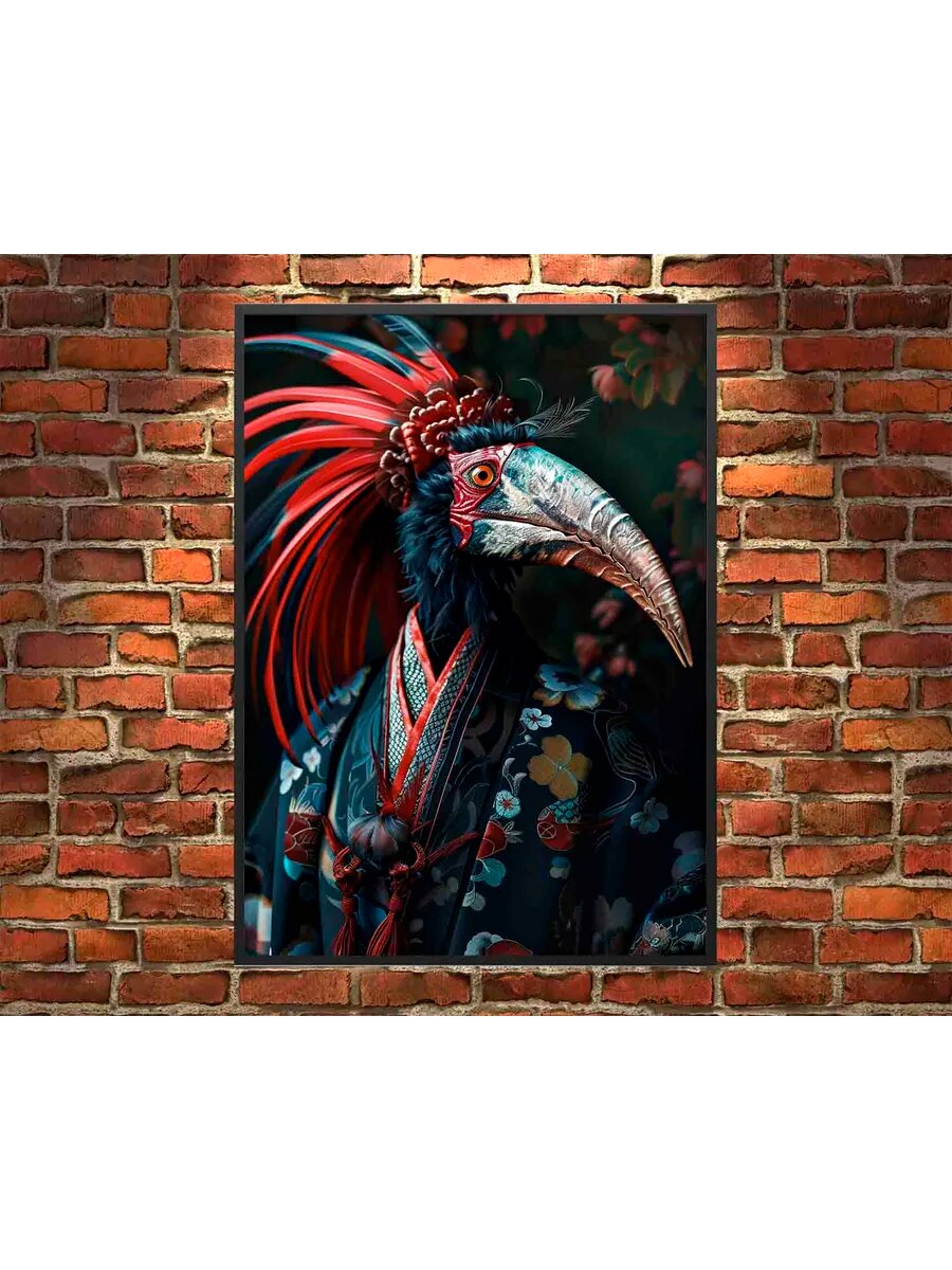 Птица-носорог-самурай 3, Плакат 30x42см